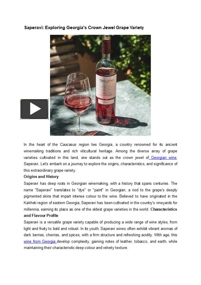 PPT – Saperavi: Exploring Georgia's Crown Jewel Grape Variety ...