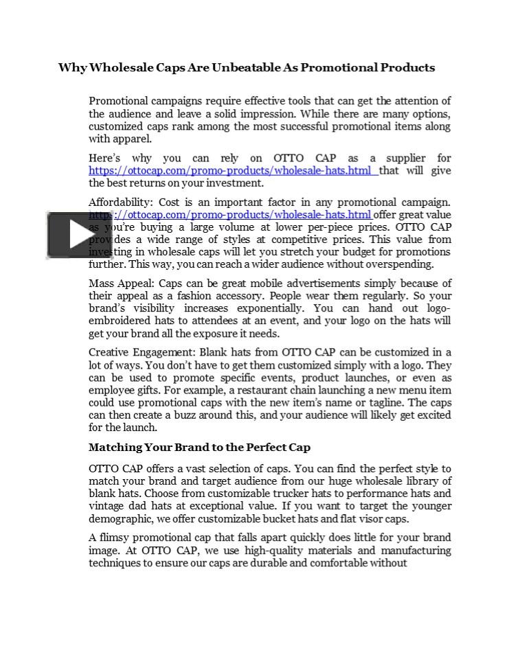 PPT – Why Wholesale Caps Are Unbeatable As Promotional Products PowerPoint presentation | free ...
