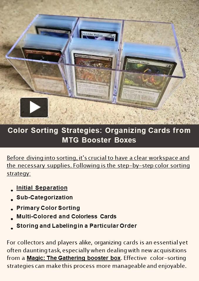 PPT – Color Sorting Strategies Organizing Cards from MTG Booster Boxes PowerPoint presentation ...