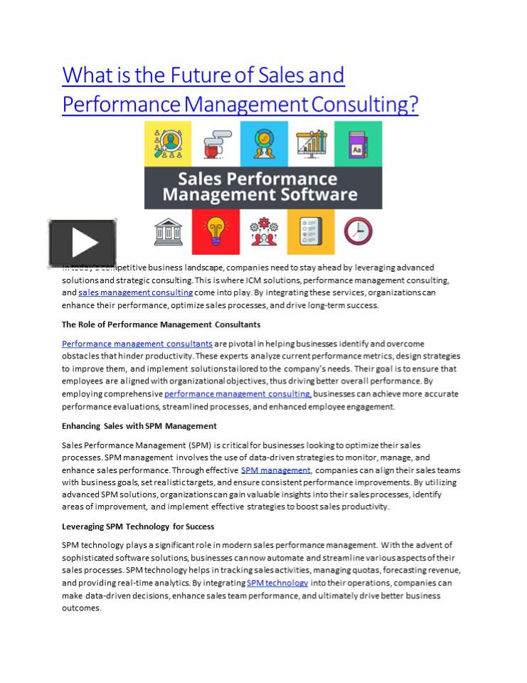 What is the Future of Sales and Performance Management Consulting? presentation | free to download