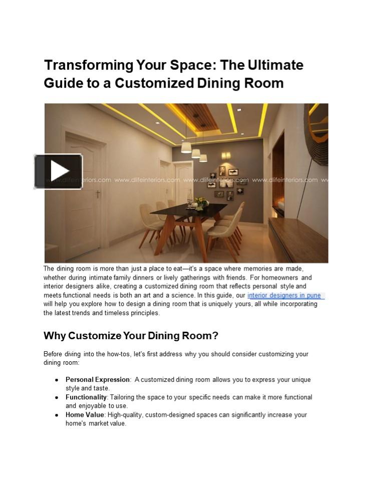 Transforming Your Space: The Ultimate Guide to a Customized Dining Room presentation | free to ...
