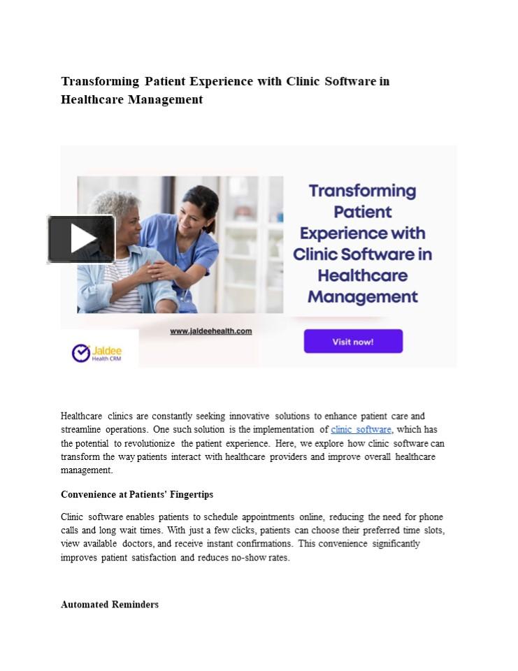 PPT – Transforming Patient Experience with Clinic Software in Healthcare Management PowerPoint ...