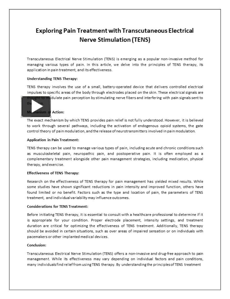 PPT – Exploring Pain Treatment with Transcutaneous Electrical Nerve Stimulation (TENS ...
