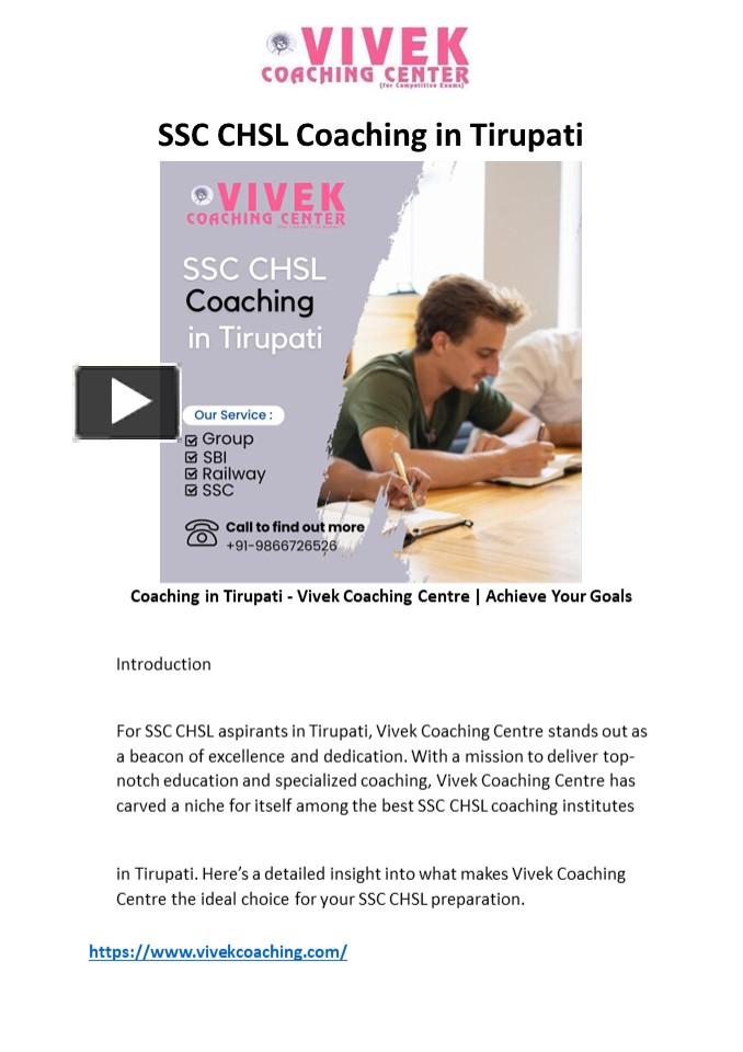SSC CHSL Coaching in Tirupati presentation | free to download
