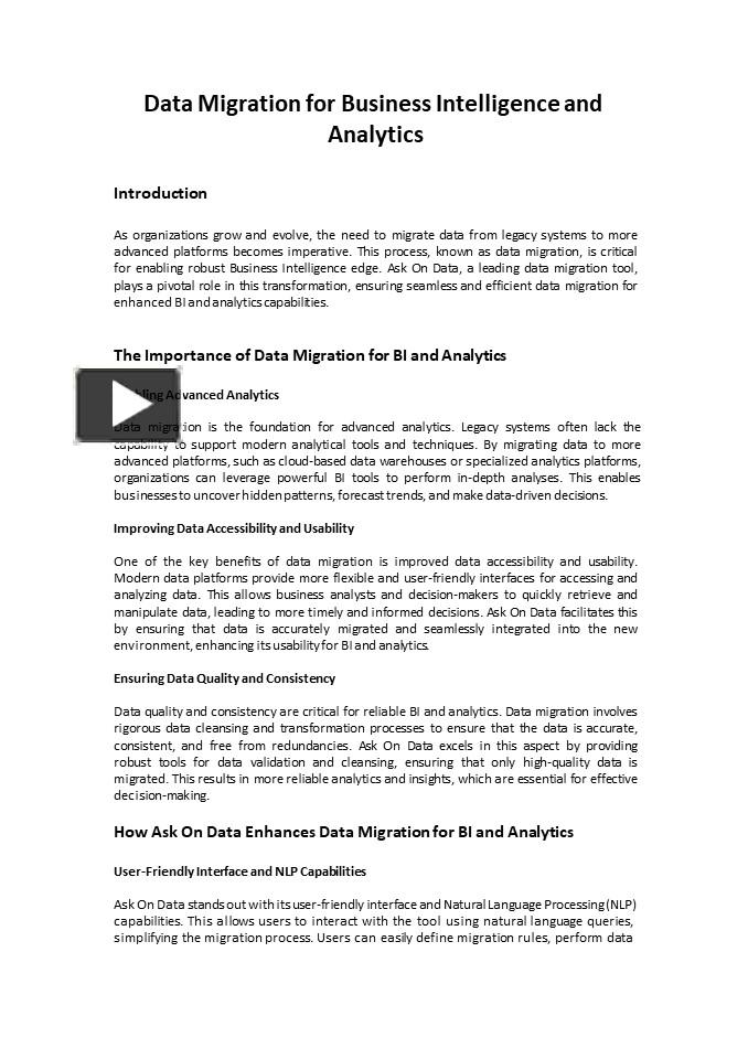 PPT – Data Migration for Business Intelligence and Analytics PowerPoint presentation | free to ...