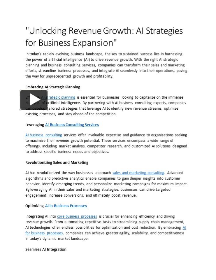 PPT – Unlocking Revenue Growth: AI Strategies for Business Expansion PowerPoint presentation ...