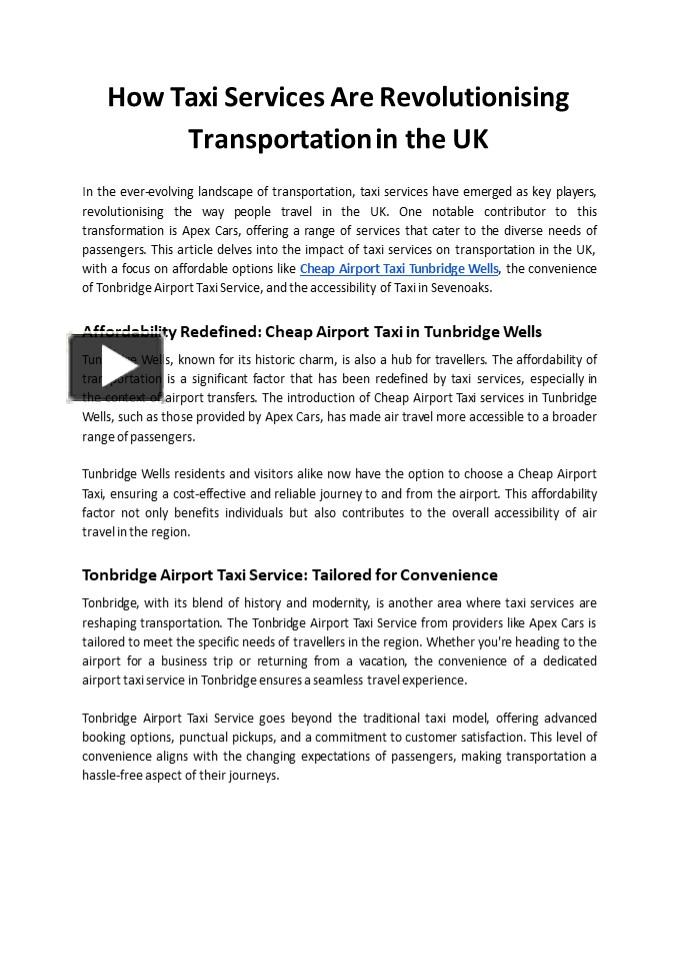 PPT – How Taxi Services Are Revolutionizing Transportation in the UK PowerPoint presentation ...
