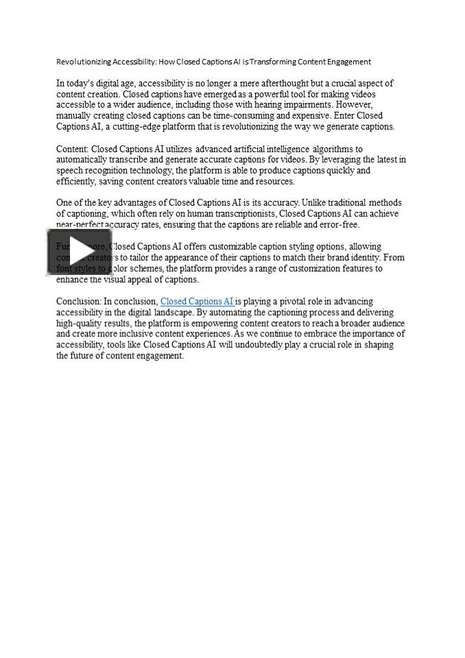 PPT – Revolutionizing Accessibility: How Closed Captions AI is Transforming Content Engagement ...