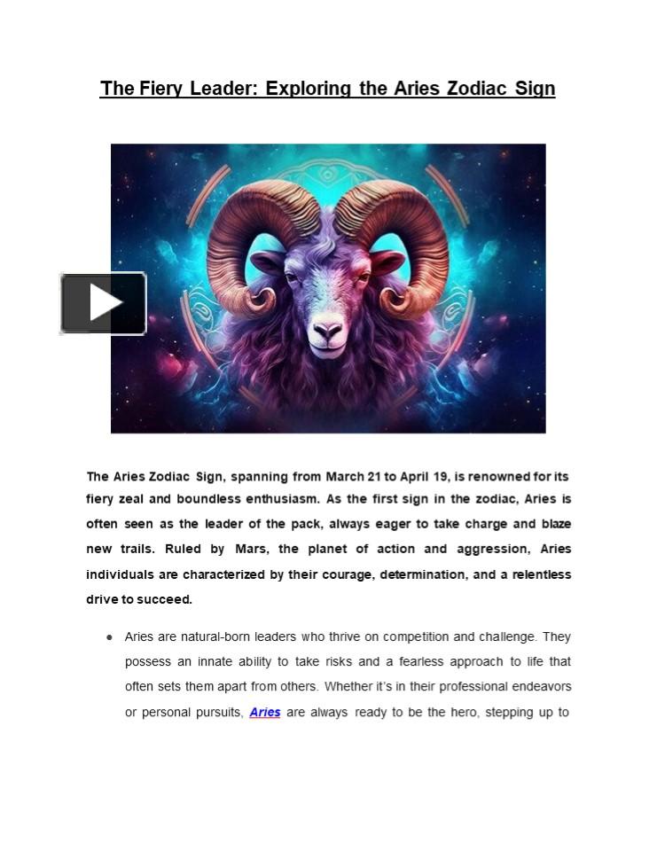 PPT – The Fiery Leader: Exploring the Aries Zodiac Sign PowerPoint presentation | free to ...