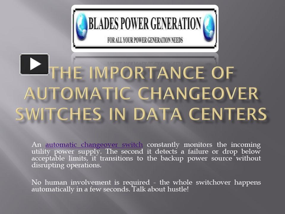 PPT – The Importance of Automatic Changeover Switches in Data Centers PowerPoint presentation ...