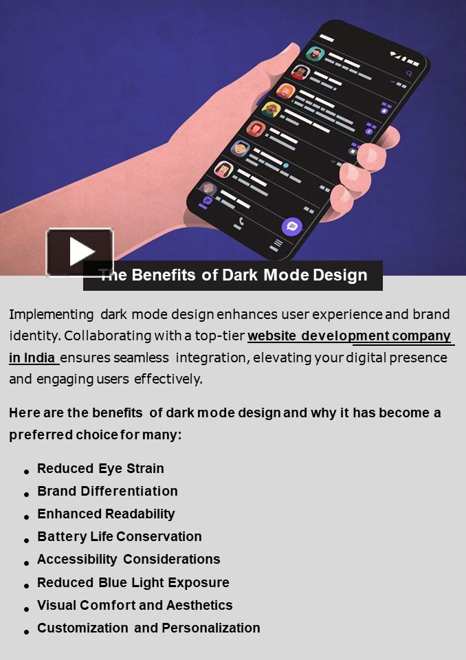 The Benefits of Dark Mode Design presentation | free to download