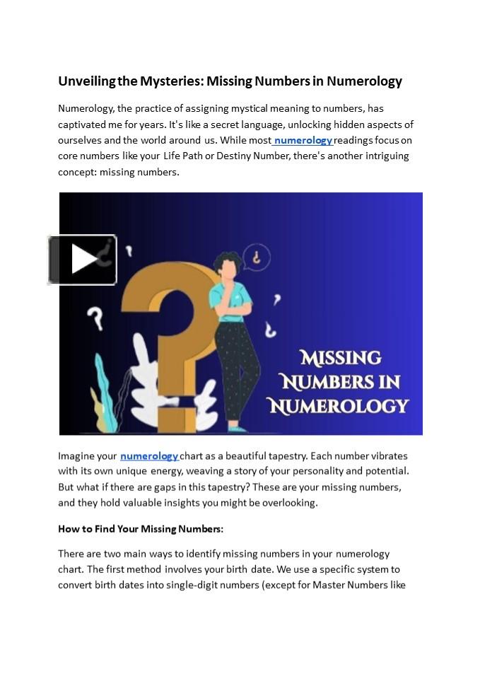 PPT – Unveiling the Mysteries: Missing Numbers in Numerology PowerPoint ...