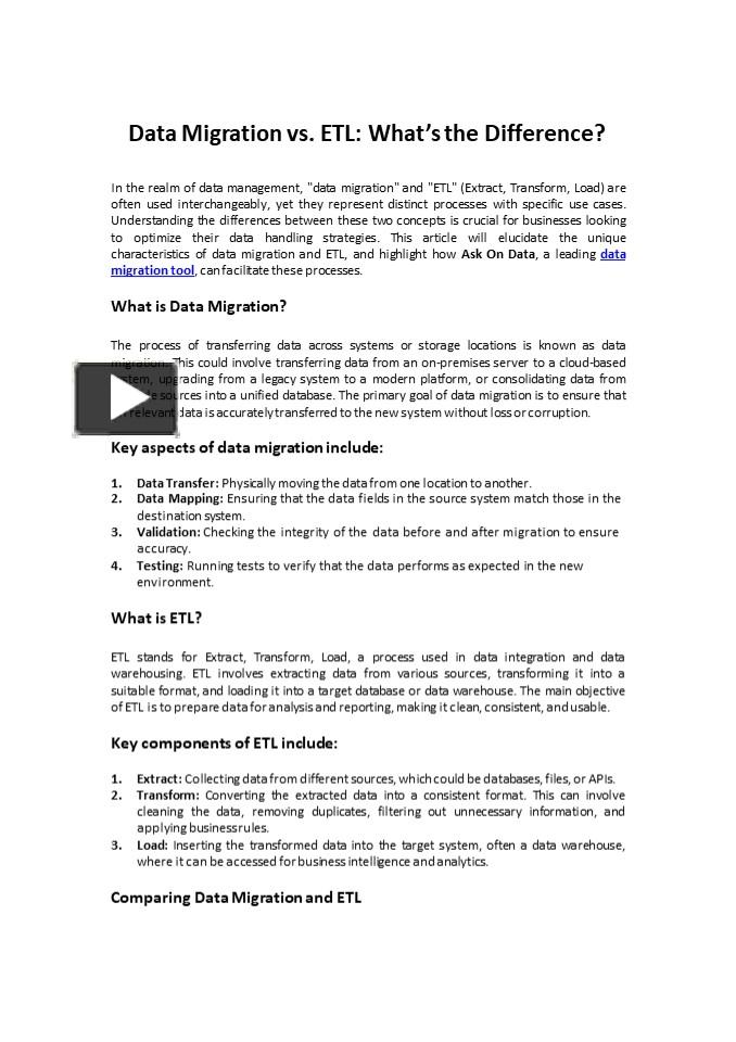 Data Migration vs. ETL: What’s the Difference? presentation | free to download