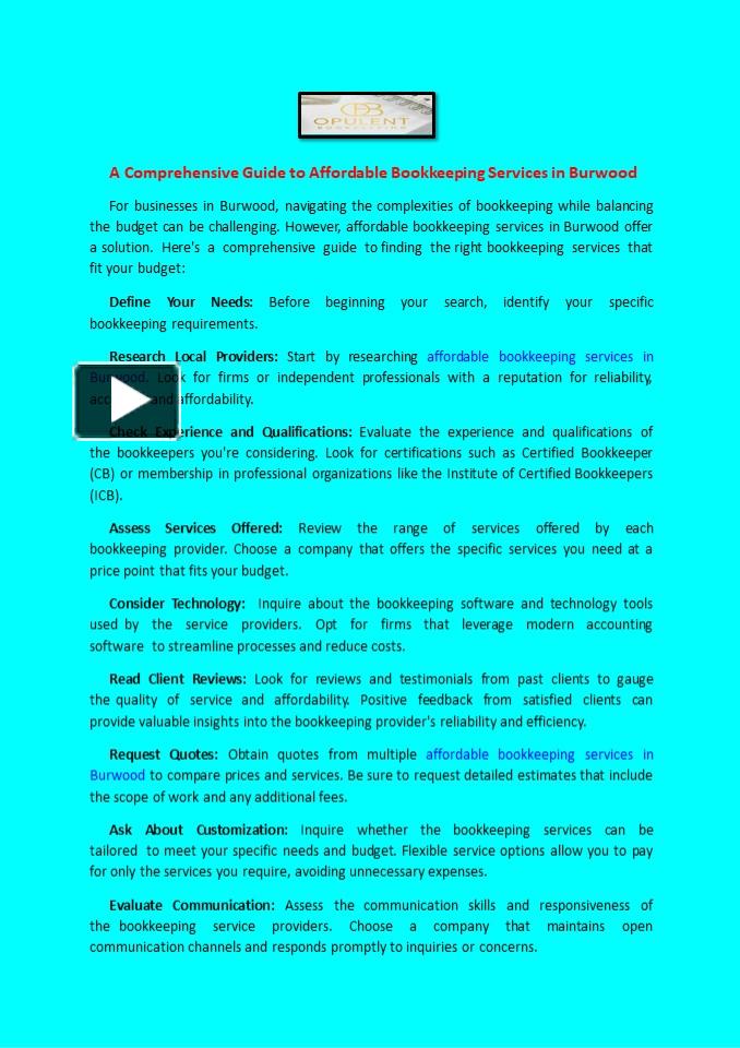 PPT – A Comprehensive Guide to Affordable Bookkeeping Services in Burwood PowerPoint ...
