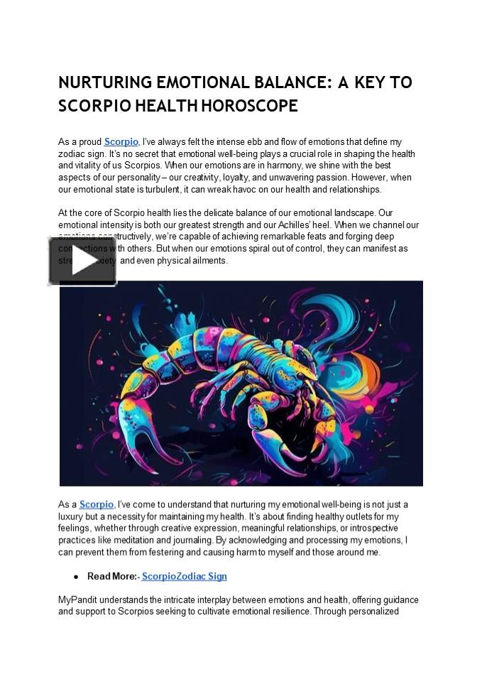 PPT – Nurturing Emotional Balance: A Key to Scorpio Health Horoscope PowerPoint presentation ...