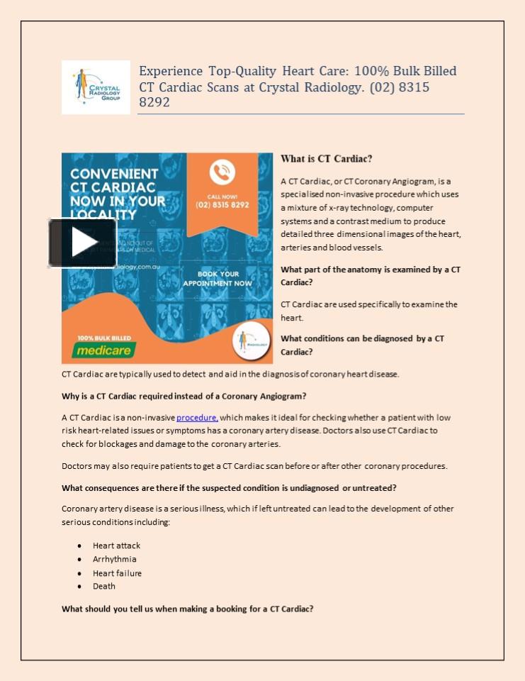 PPT – Experience Top-Quality Heart Care: 100% Bulk Billed CT Cardiac Scans at Crystal Radiology ...