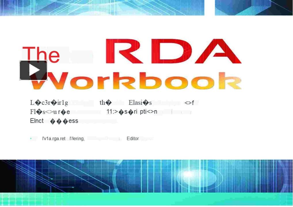 Ppt Pdf ⚡ The Rda Workbook Learning The Basics Of Resource Description And Access Powerpoint