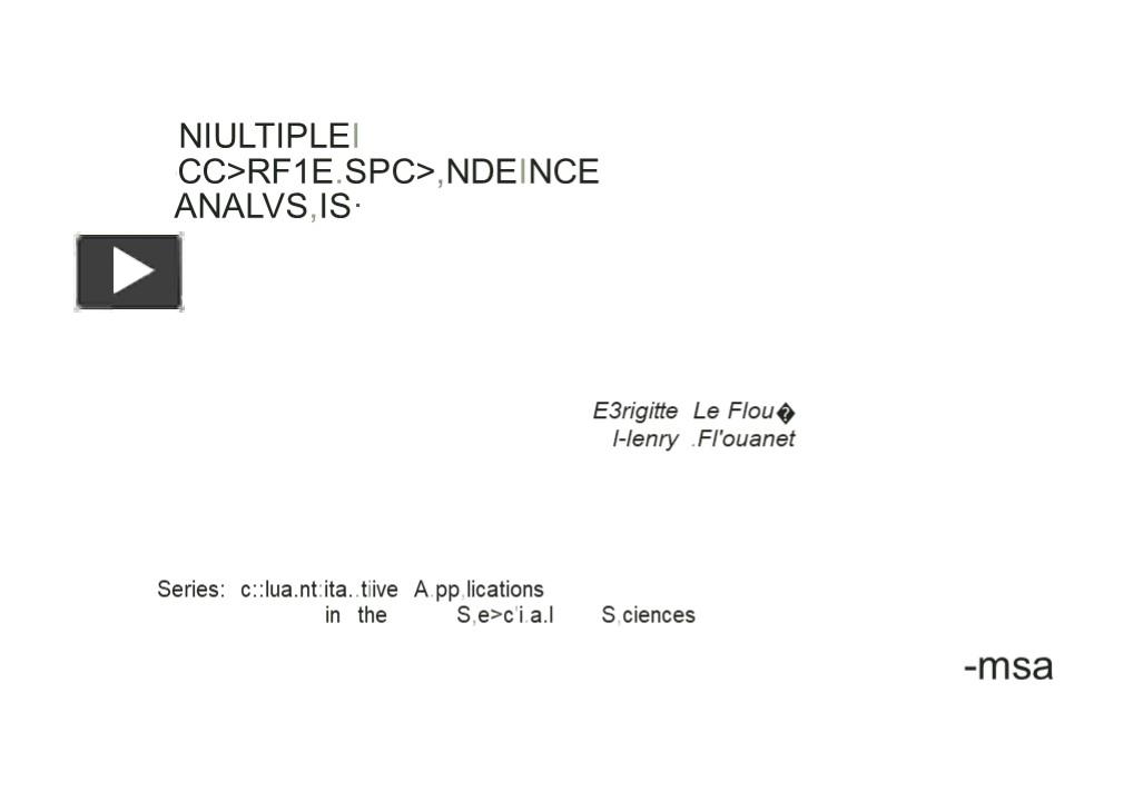 PDF_⚡ Multiple Correspondence Analysis (Quantitative Applications in the Social presentation ...