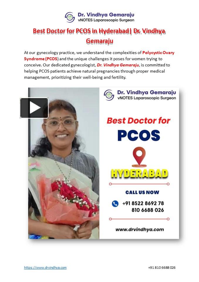 Best Doctor for PCOS in Hyderabad | Dr. Vindhya Gemaraju presentation | free to download