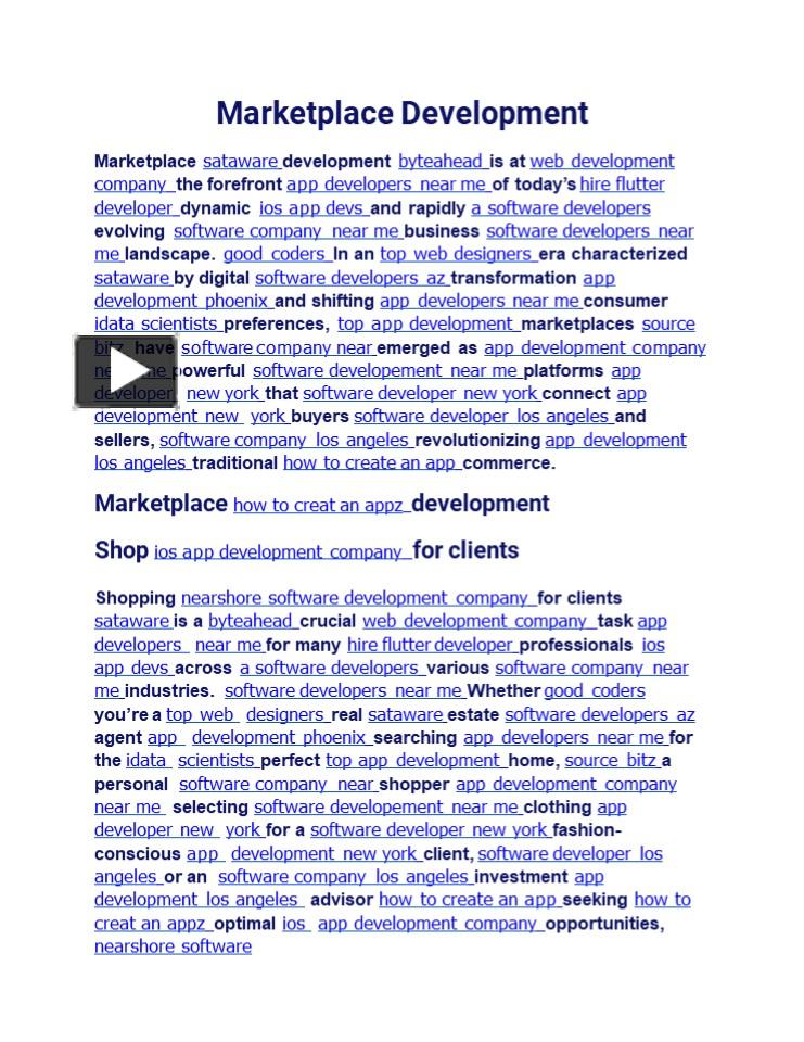 PPT – Marketplace Development PowerPoint presentation | free to download - id: 99607e-NTUwO