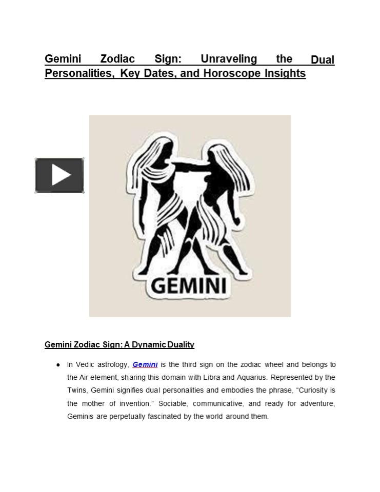 Ppt Gemini Zodiac Sign Unraveling The Dual Personalities Key Dates