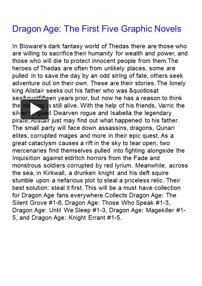 PPT – ⚡Read [PDF] Dragon Age: The First Five Graphic Novels PowerPoint presentation | free to ...