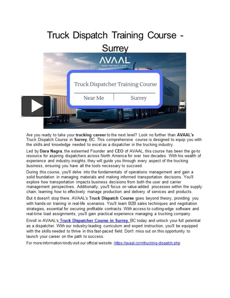 PPT – Truck Dispatch Training Course - Surrey PowerPoint presentation | free to download - id ...