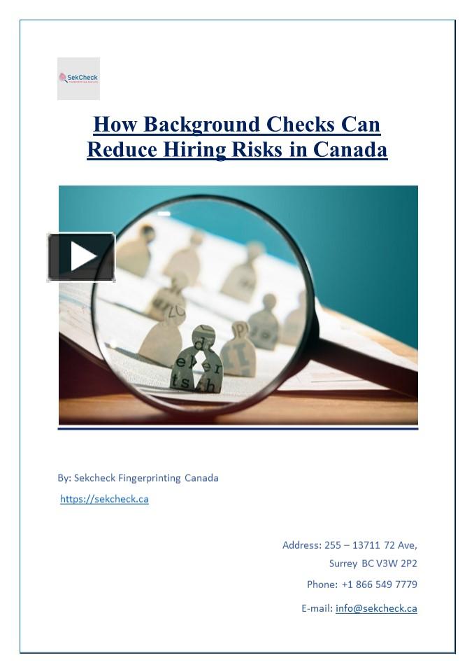 PPT – How Background Checks Can Reduce Hiring Risks in Canada PowerPoint presentation | free to ...