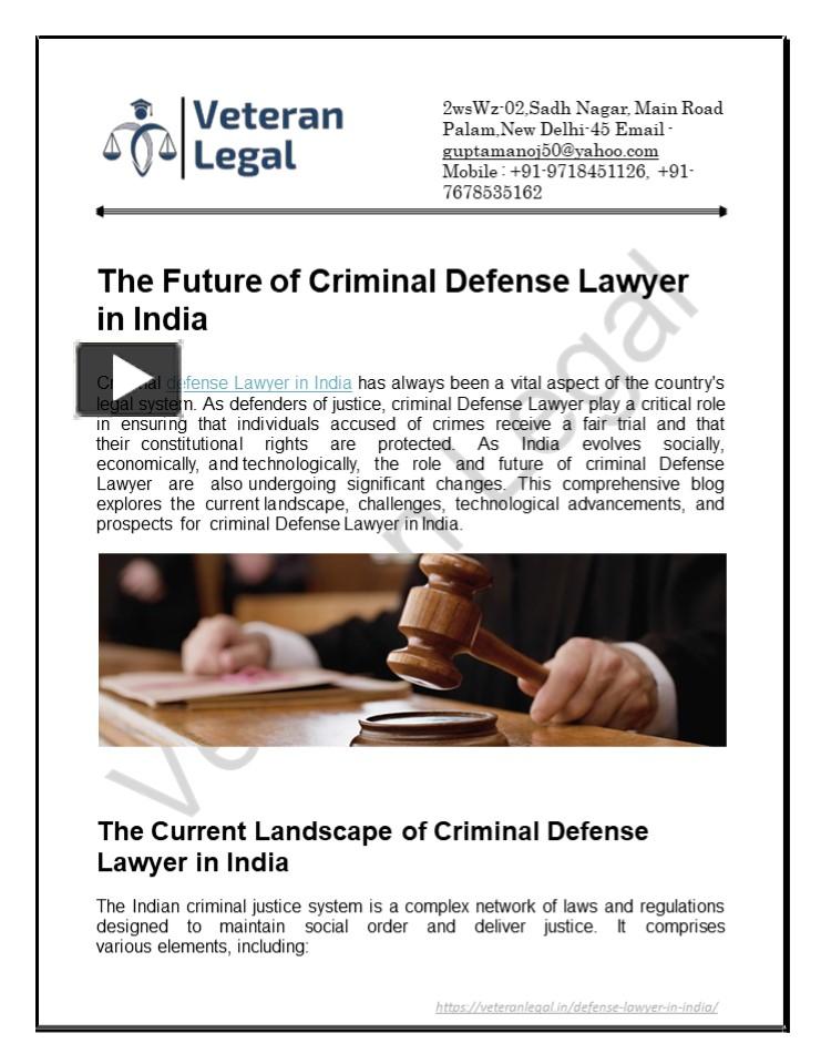 The Future of Criminal Defense Lawyer in India presentation | free to ...