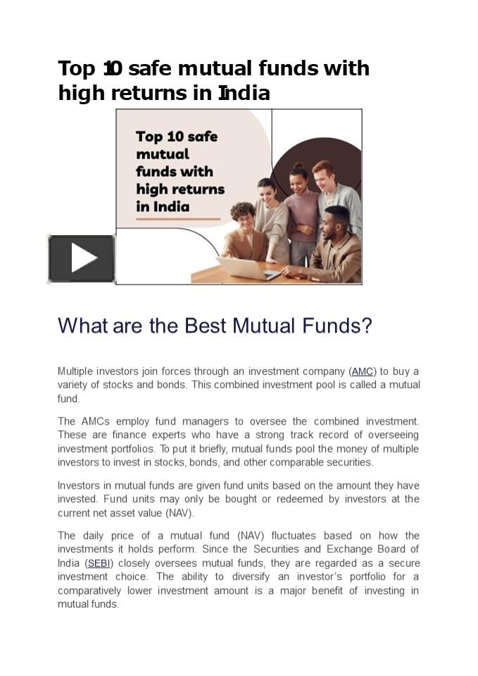 PPT – Top 10 safe mutual funds with high returns in India PowerPoint presentation | free to ...