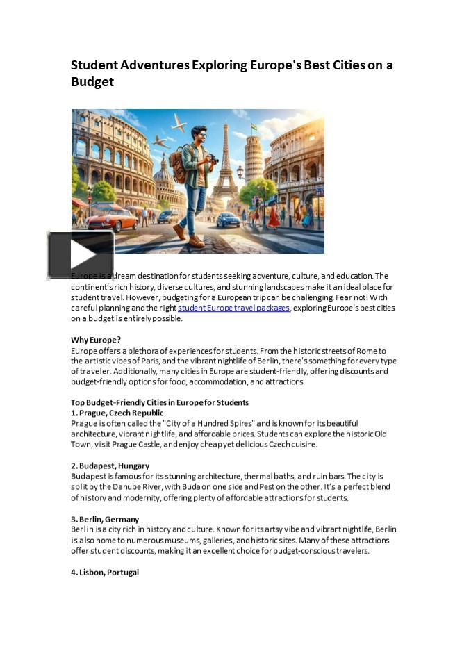 PPT – Student Adventures Exploring Europe's Best Cities on a Budget ...
