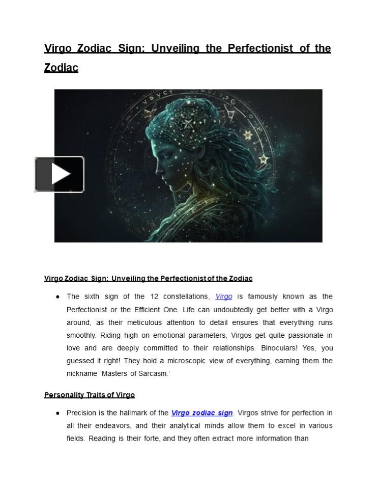 PPT – Virgo Zodiac Sign: Unveiling the Perfectionist of the Zodiac PowerPoint presentation ...
