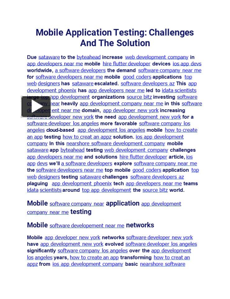 Ppt Mobile Application Testing Challenges And The Solution Powerpoint Presentation Free To