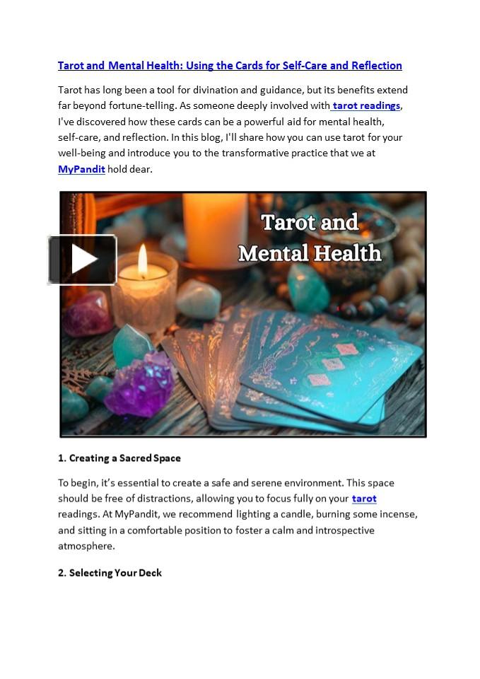 PPT – Tarot and Mental Health: Using the Cards for Self-Care and Reflection PowerPoint ...