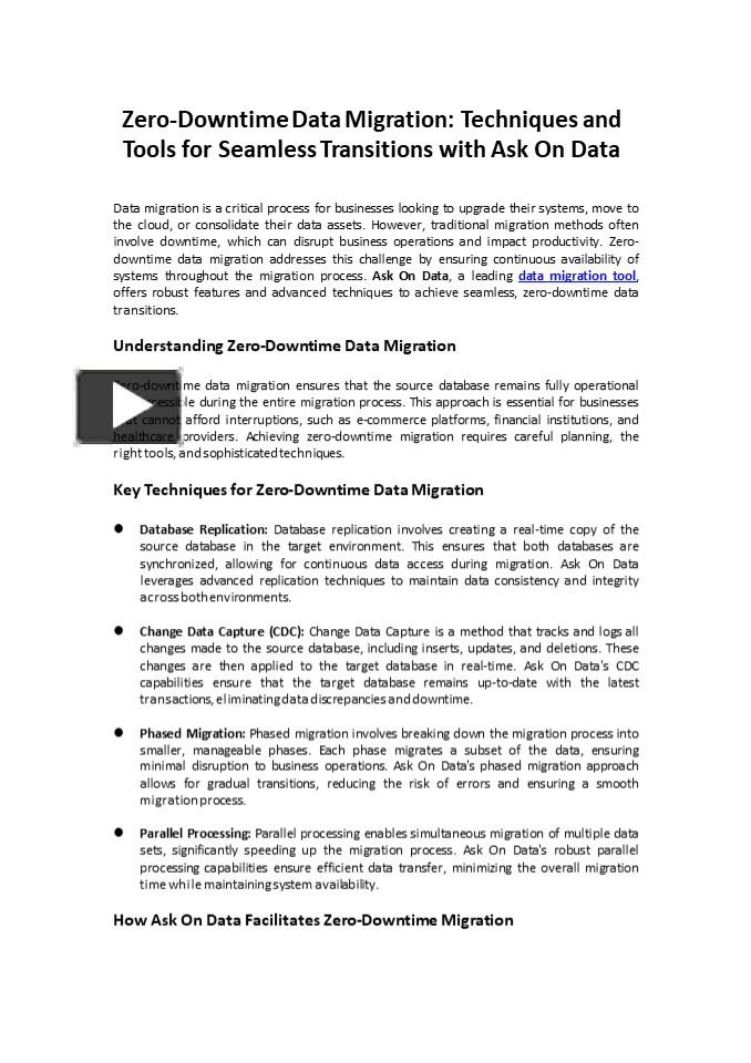 Data Migration: Techniques and Tools for Seamless Transitions presentation | free to download