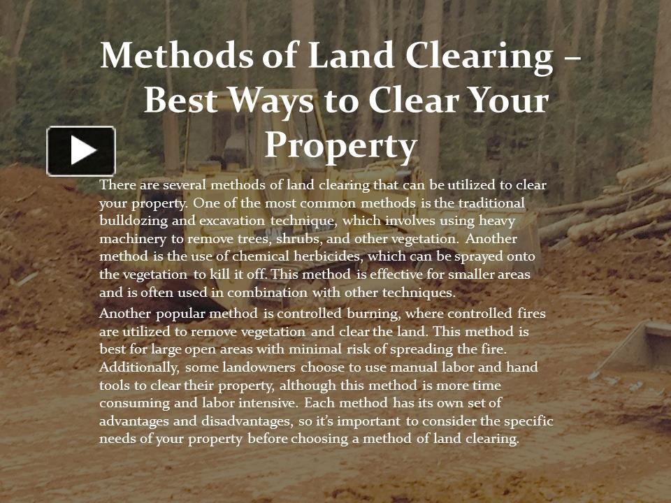 PPT – Methods of Land Clearing – Best Ways to Clear Your Property PowerPoint presentation | free ...