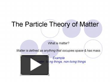 The Particle Theory of Matter presentation | free to view