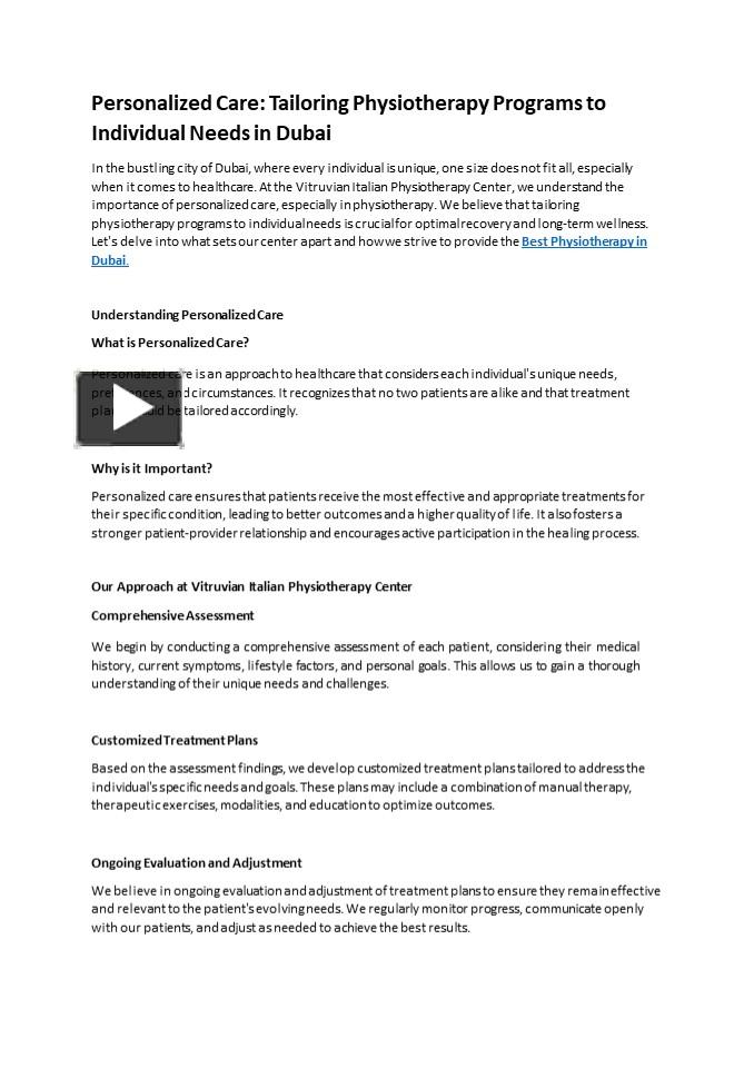 PPT – Personalized Care: Tailoring Physiotherapy Programs to Individual Needs in Dubai ...