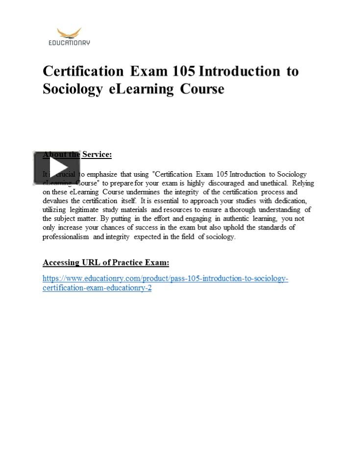 105 Introduction to Sociology eLearning Course presentation | free to view
