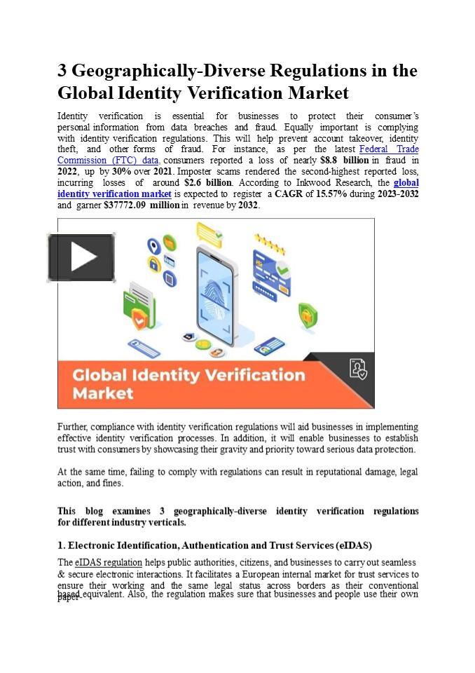 PPT – 3 Geographically-Diverse Regulations in the Global Identity Verification Market PowerPoint ...