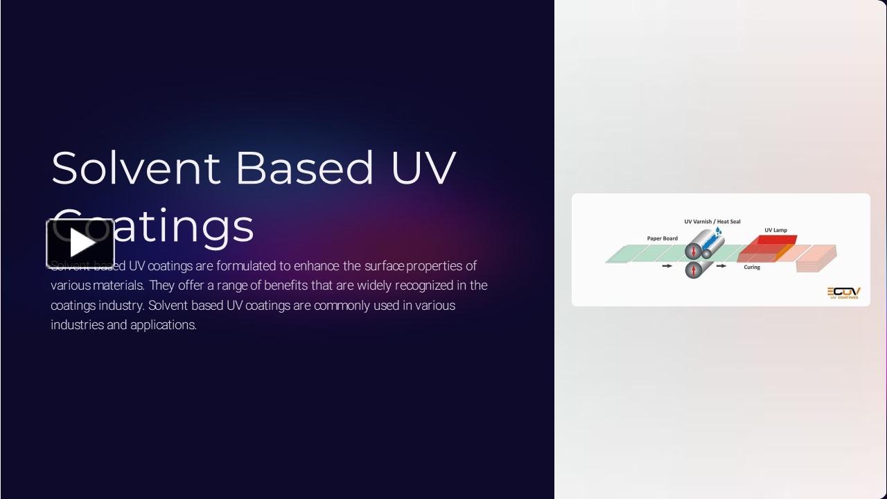 PPT – Solvent Based UV Coatings PowerPoint presentation | free to download - id: 9977d3-OTgzY