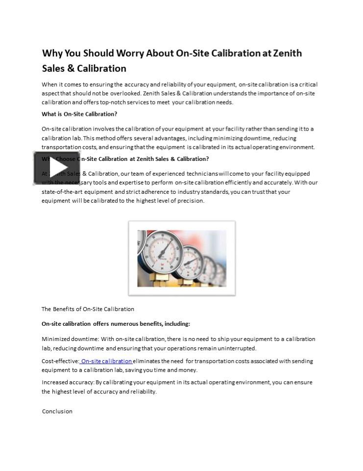 Ppt On Site Calibration At Zenith Sales And Calibration Powerpoint Presentation Free To