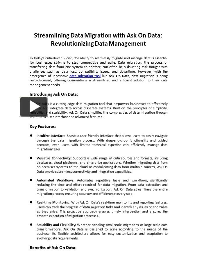 PPT – Streamlining Data Migration with Ask On Data PowerPoint presentation | free to download ...