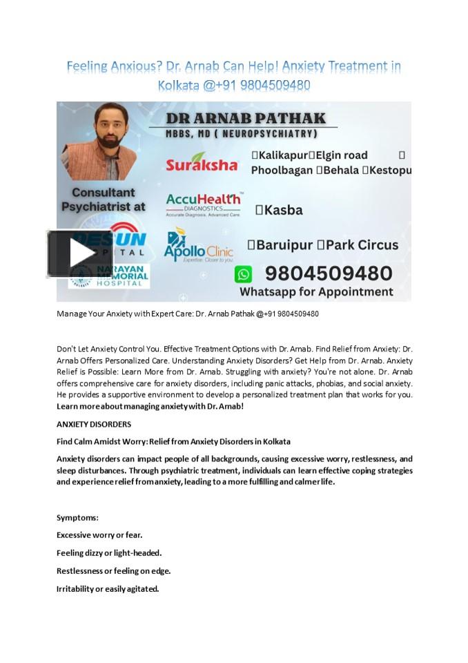PPT – Manage Your Anxiety with Expert Care: Dr. Arnab Pathak @+91 9804509480 PowerPoint ...