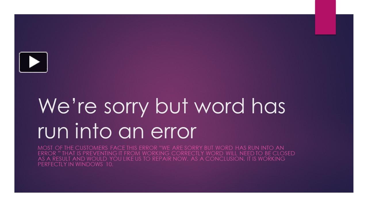We’re sorry but word has run into an error presentation | free to download