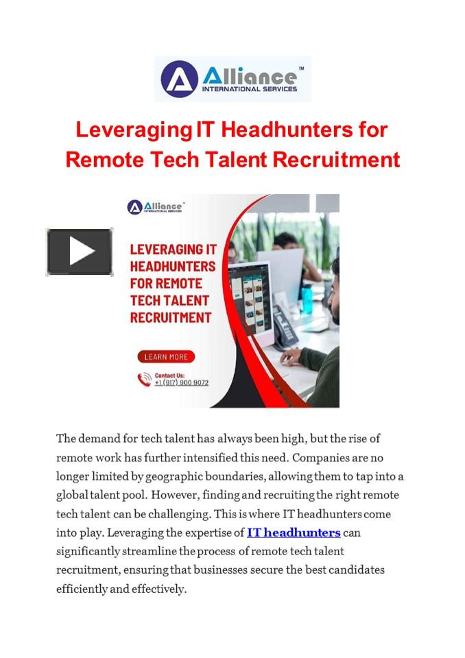 PPT – Leveraging IT Headhunters for Remote Tech Talent Recruitment (2) PowerPoint presentation ...