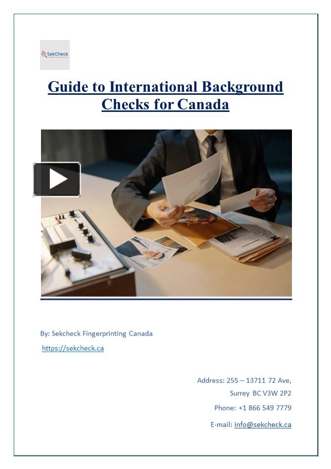 Guide to International Background Checks for Canada presentation | free to download