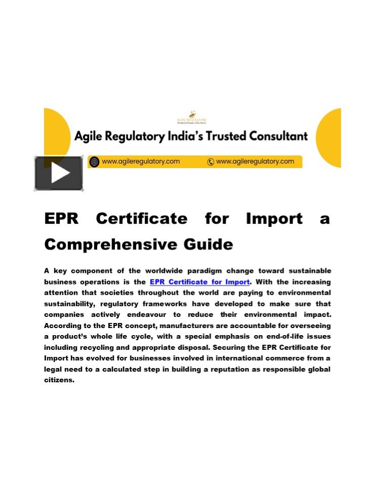PPT – EPR Certificate for Import a Comprehensive Guide PowerPoint presentation | free to ...