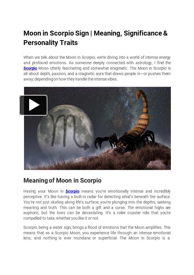 PPT – Moon in Scorpio Sign | Meaning, Significance & Personality Traits PowerPoint presentation ...