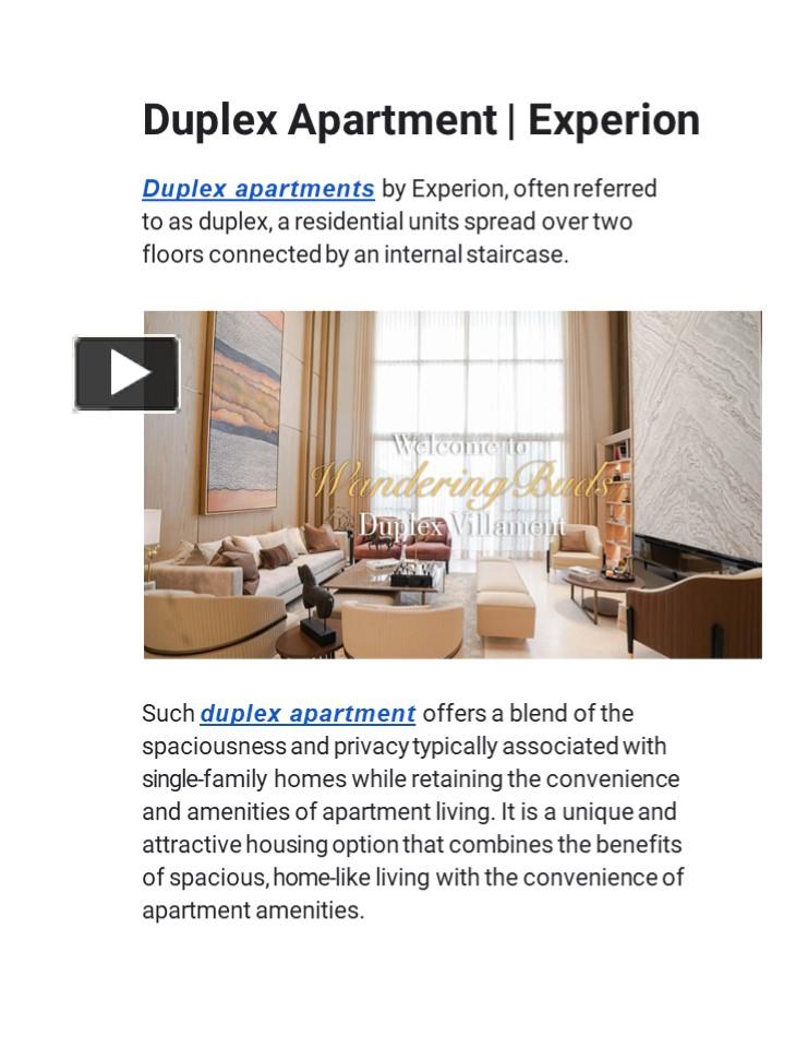 PPT – Duplex Apartment | Experion PowerPoint presentation | free to download - id: 998edc-MmY0N